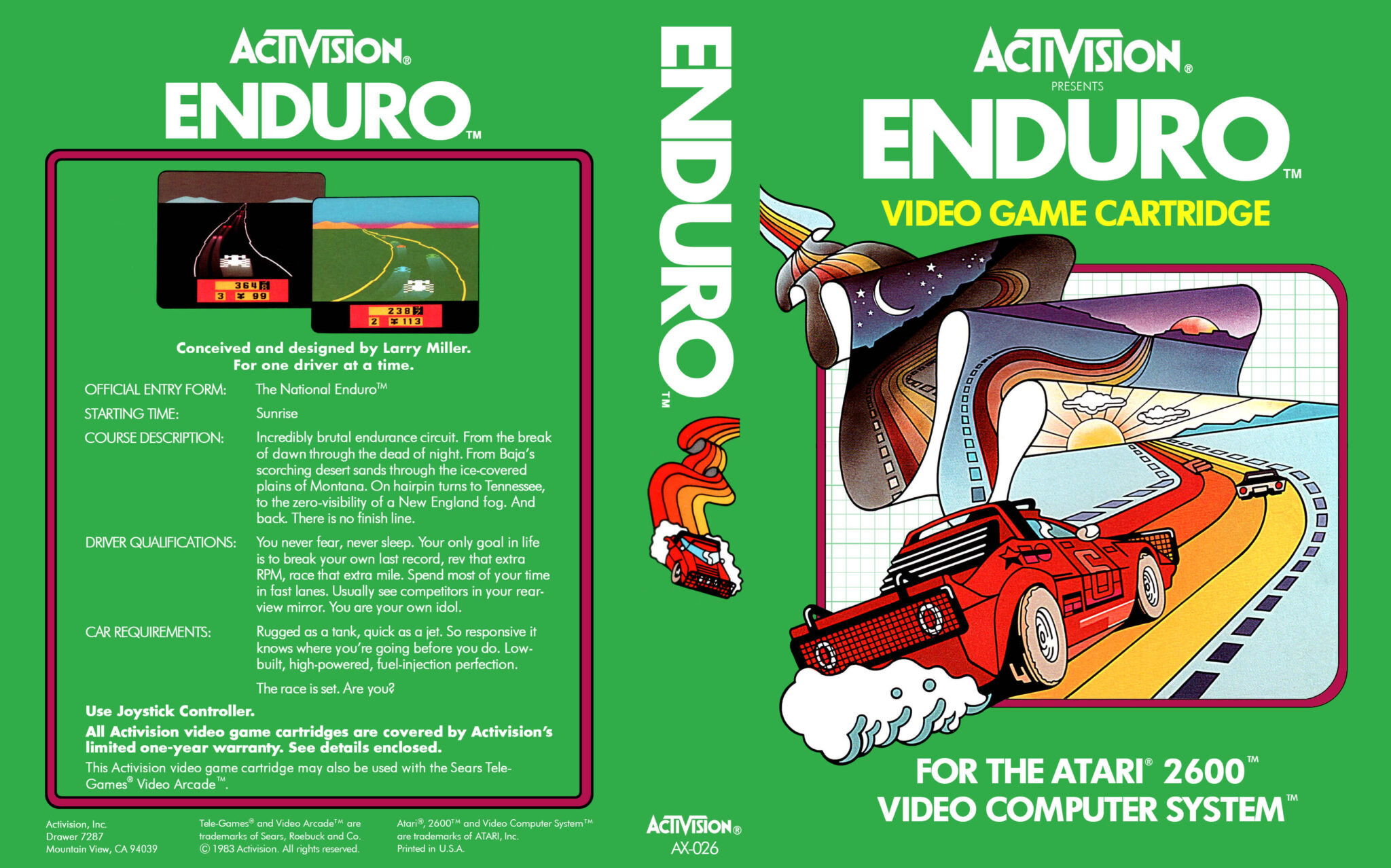 (Atari 2600) Enduro box art | 2023 – 2024 Comic Con Dates